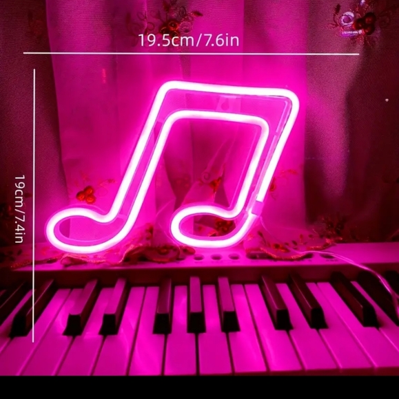 Accents | New Neon Led Usb Or Battery Music Notes 7 Light Sign Message ...